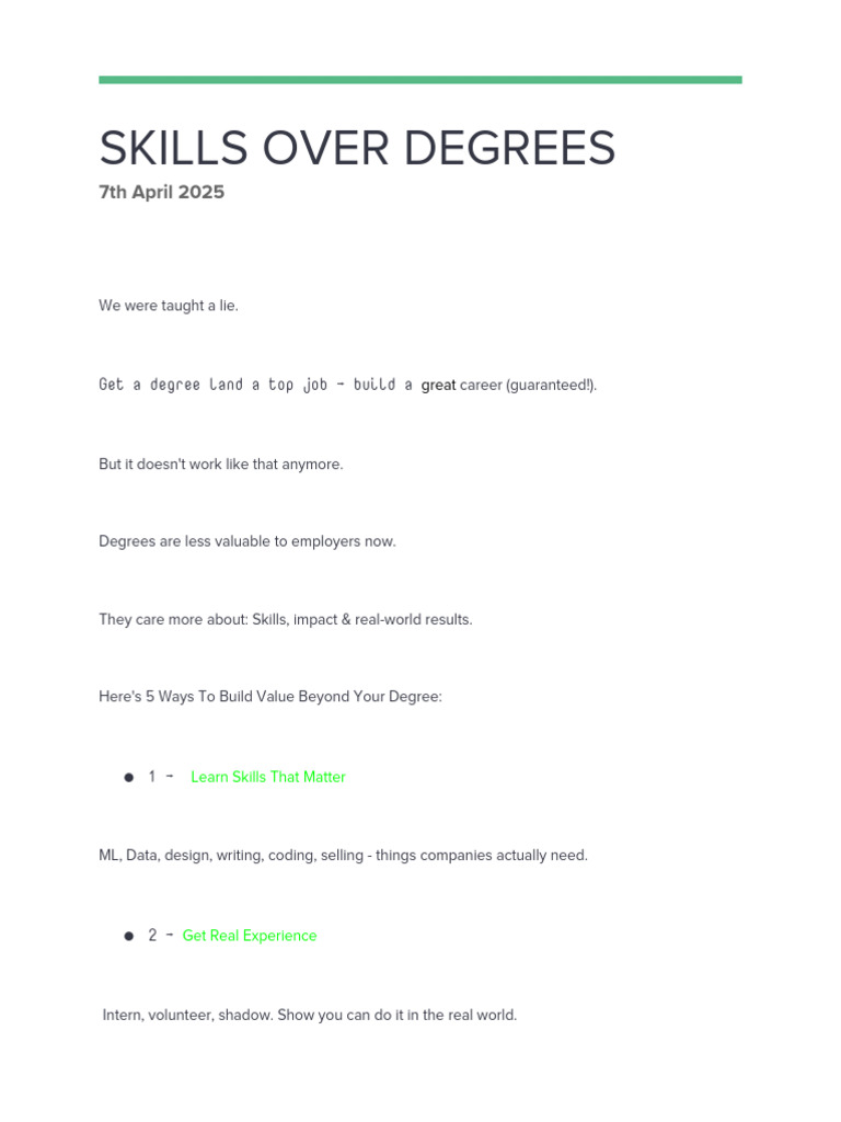 Skills Over Degrees | PDF