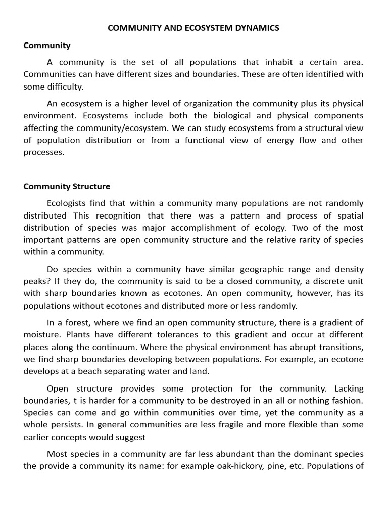 Pf-Community and Ecosystem Dynamics | PDF | Forests | Grassland