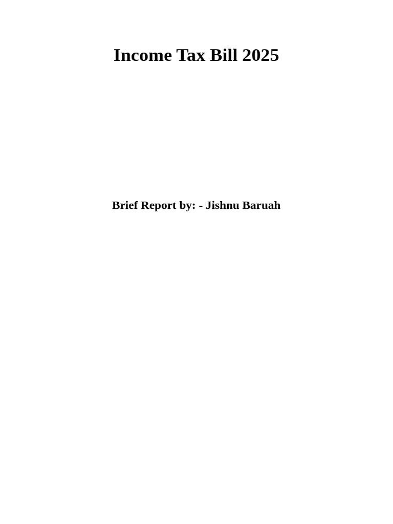Income Tax Bill 2025 Report - Jishnu Baruah | PDF | Taxes | Income Tax