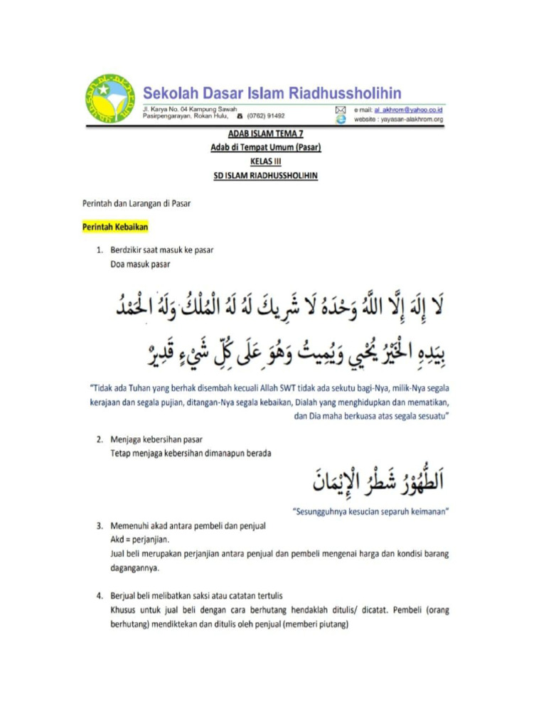Rangkuman Adab Islami BAB 7 | PDF