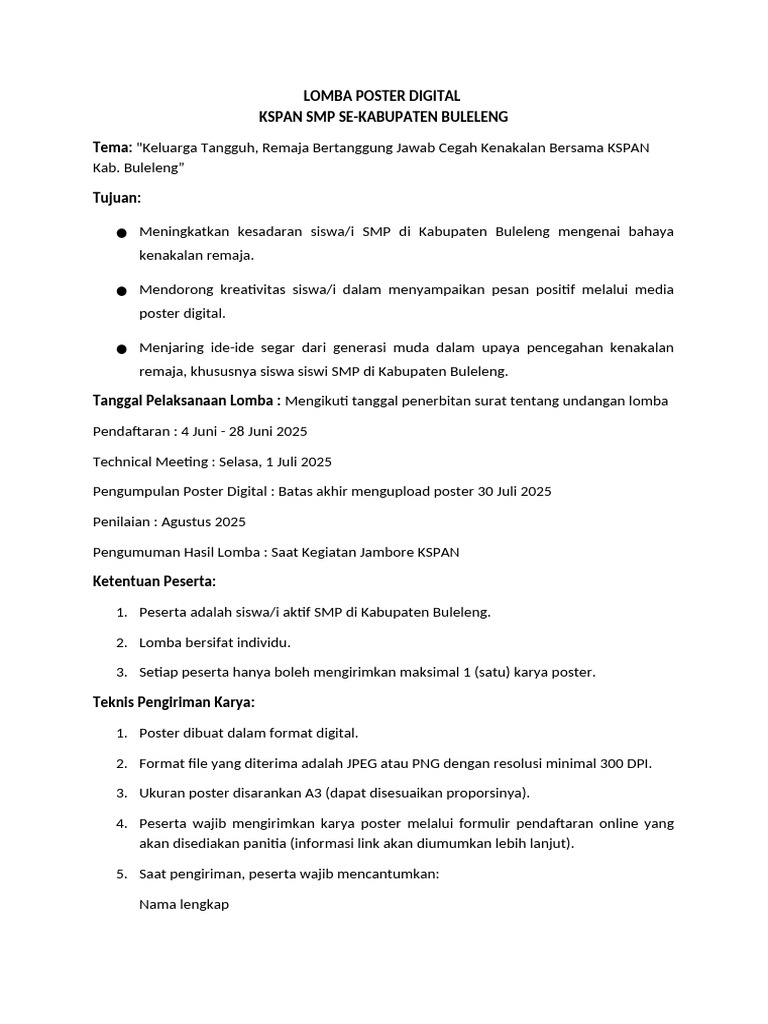 Panduan Lomba Poster Digital KSPAN | PDF