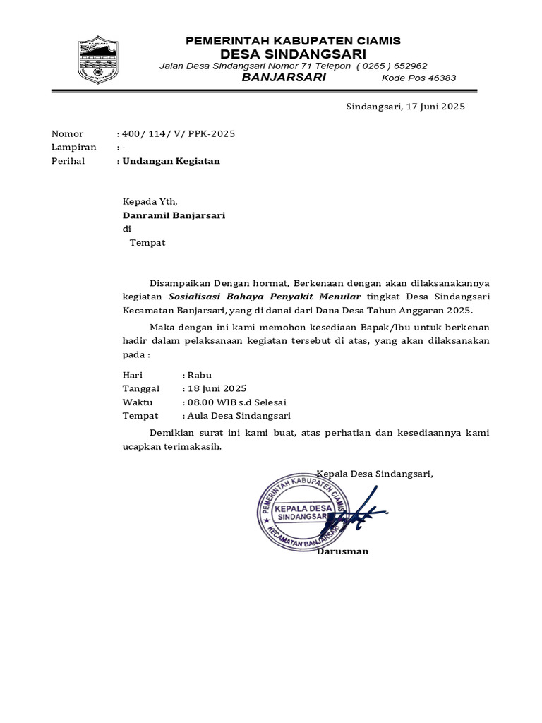 Surat Undangan Danramil | PDF