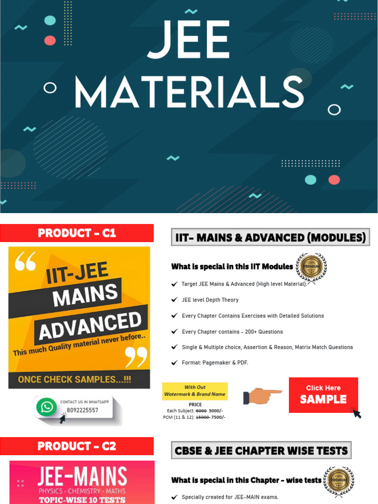 Comprehensive JEE Mains & Advanced Study Materials | PDF | Multiple ...