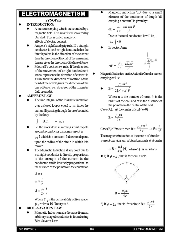 Ch.4 by Afzal Sir | PDF | Magnetic Field | Electron