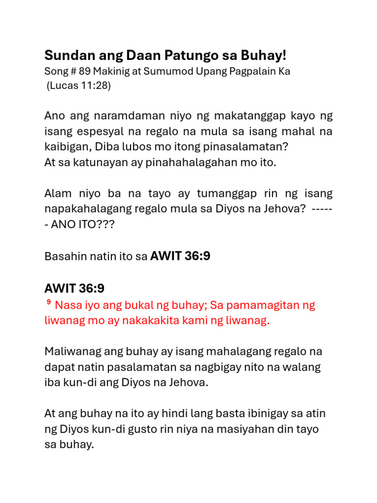 45 Sundan Ang Daan Patungo Sa Buhay | PDF