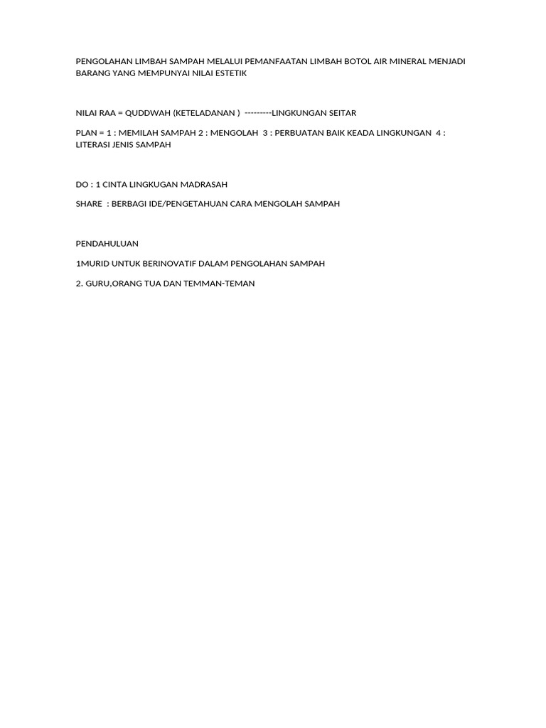 Inovasi Pengolahan Limbah Botol Estetik | PDF