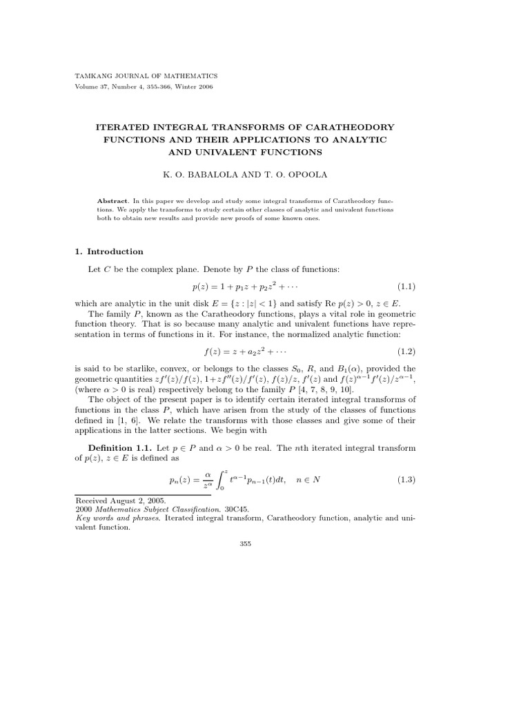 Iterated Integral Transforms of Caratheo | PDF | Function (Mathematics ...