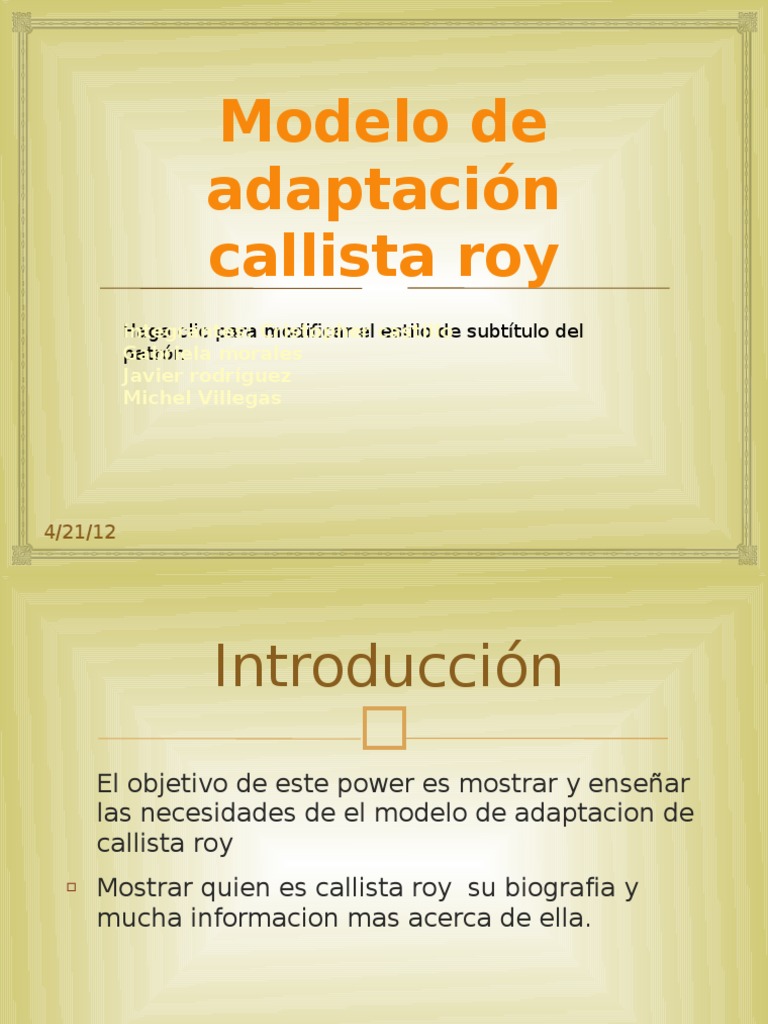 Modelo de adaptación callista roy | Adaptación | Enfermería