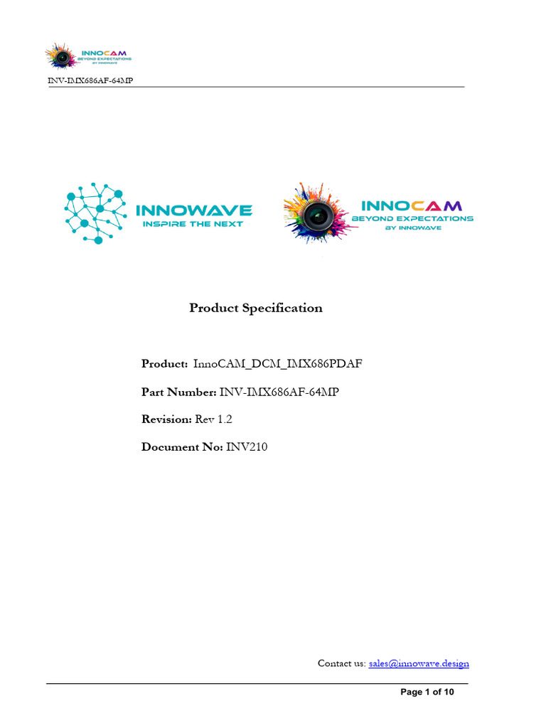 InnoCAM IMX686 64MP Module Specs | PDF | Image Resolution | Pixel