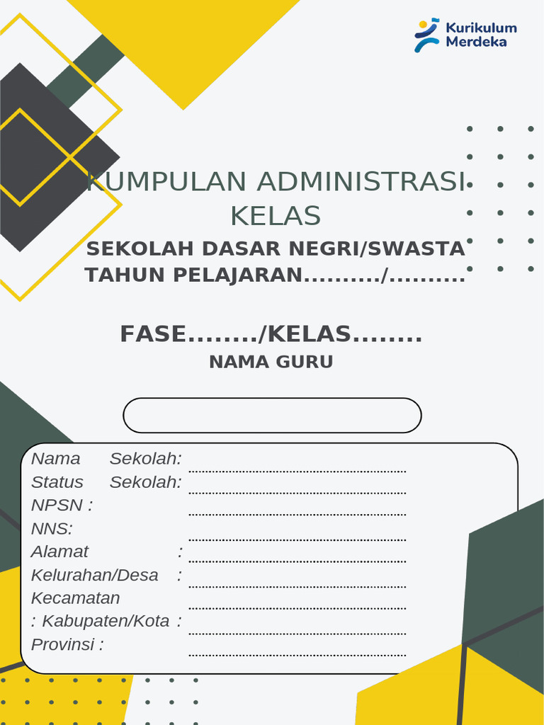 Desain Administrasi Kelas SD 2025/2026 | PDF