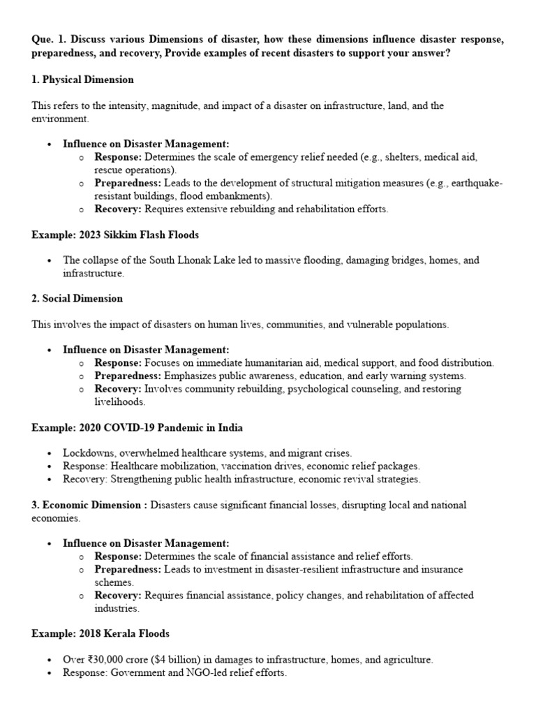 Disaster Management Imp Questions | PDF | Emergency Management | Natural Environment