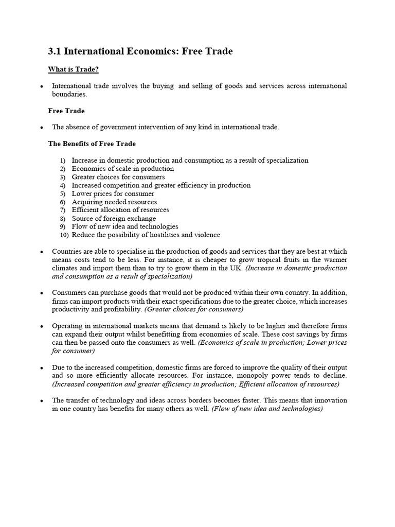 3.1 International Economics - Free Trade | PDF | Protectionism | World ...