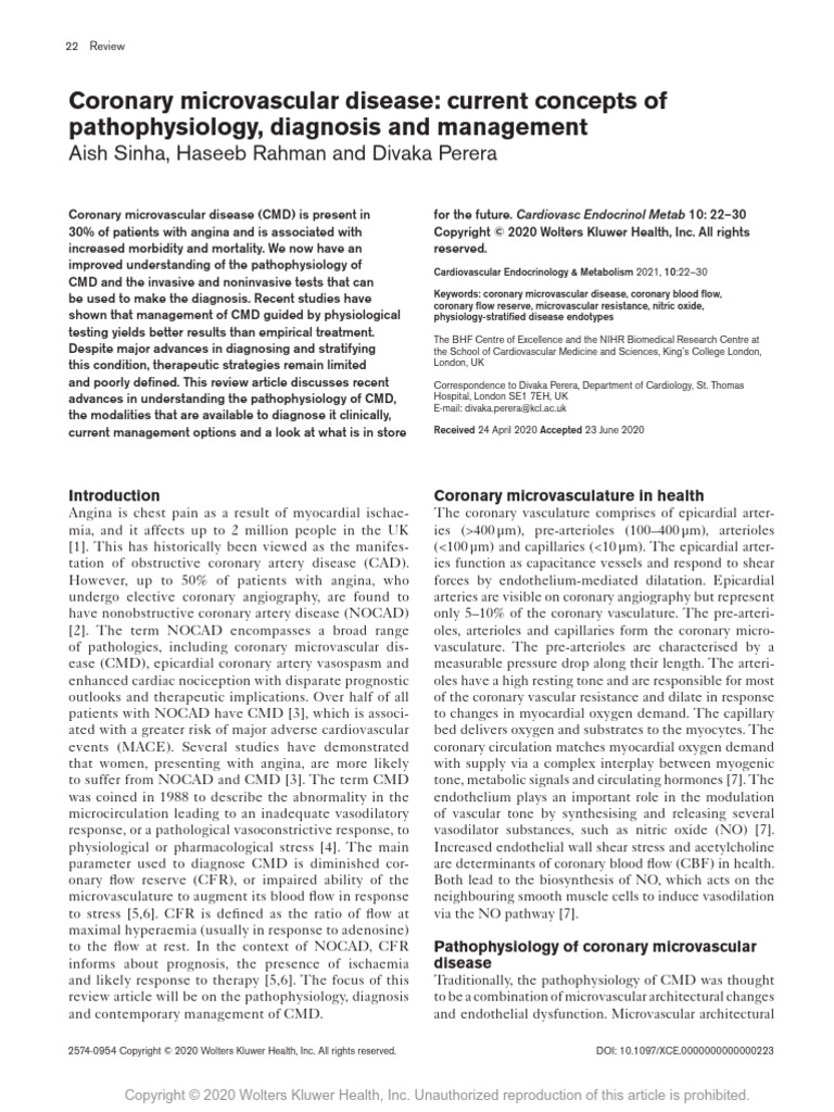 Coronary Microvascular Disease | PDF | Coronary Artery Disease | Cardiology