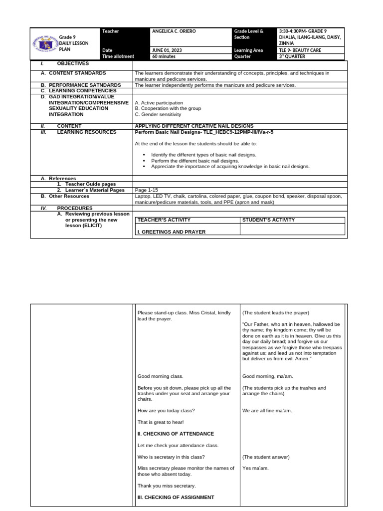 Basic Nail Design Detailed LP | PDF | Nail (Anatomy) | Hand