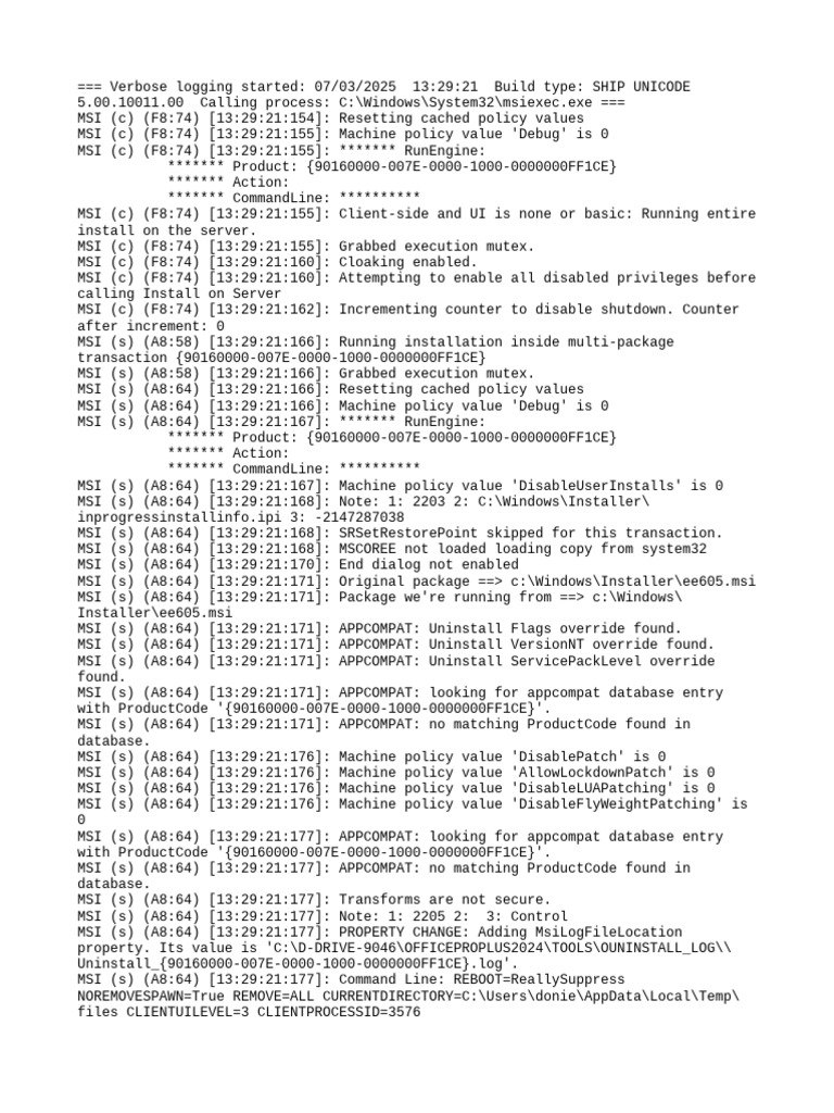MSI Installation Log Analysis | PDF | Windows Registry | Microsoft Windows