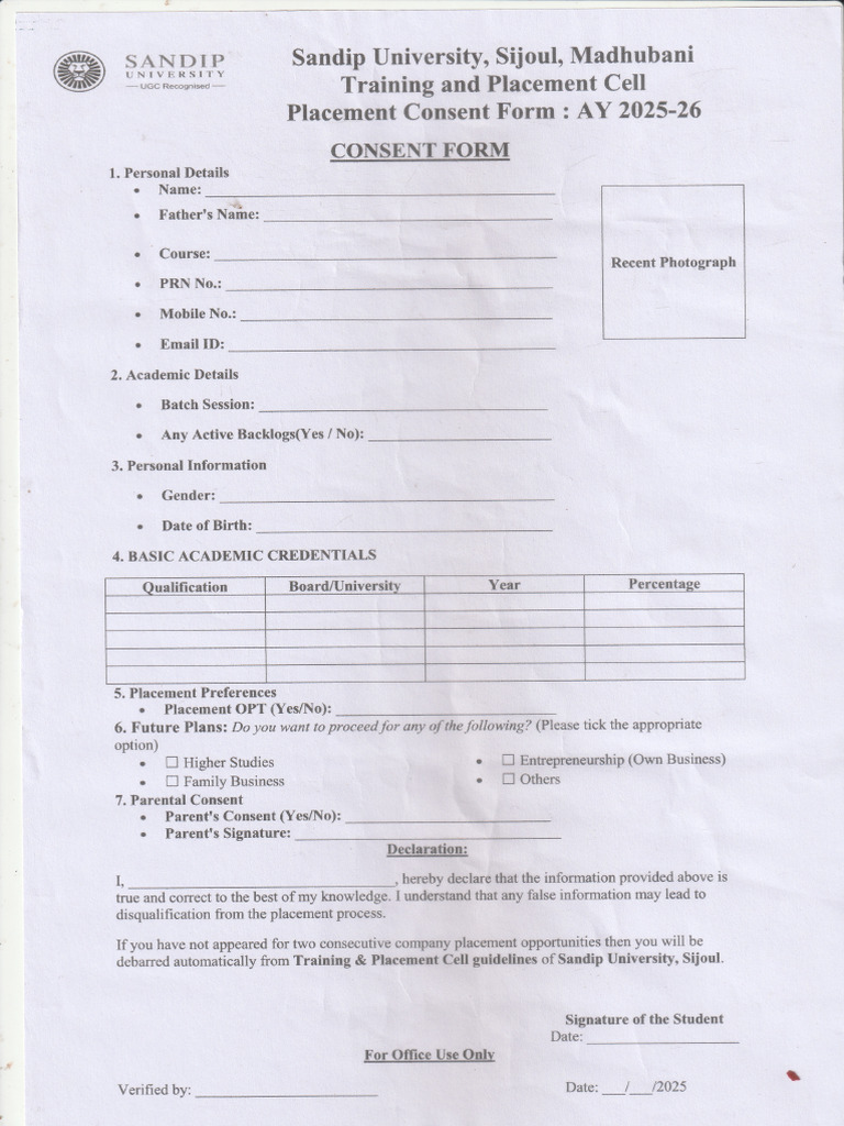 Placement Form | PDF
