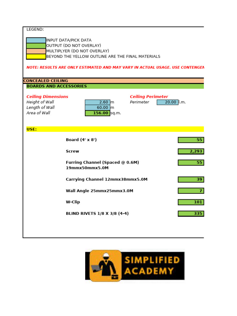 Ceiling Installation Material List | PDF