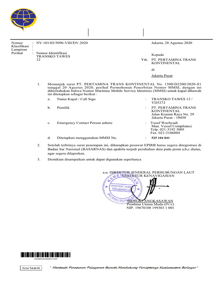 Mmsi Transko Tawes 12 | PDF