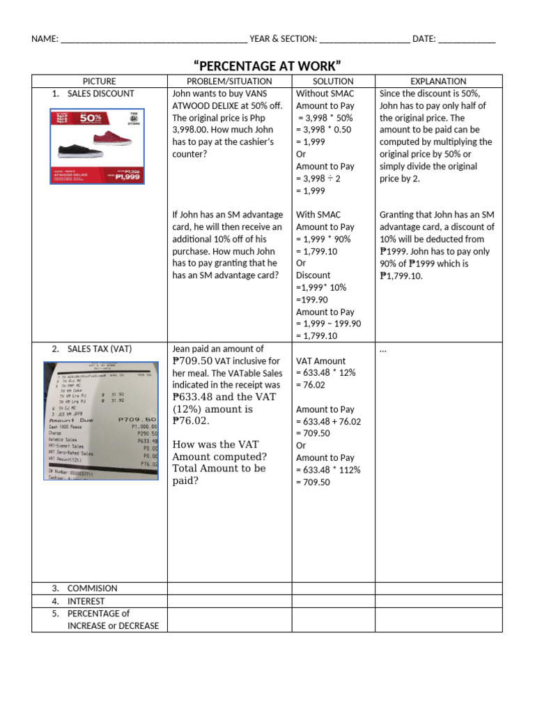 Q1 Performance Task Percentage | PDF | Value Added Tax | Taxes