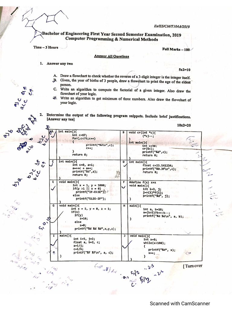 1st Year 2nd Sem Question Paper | PDF