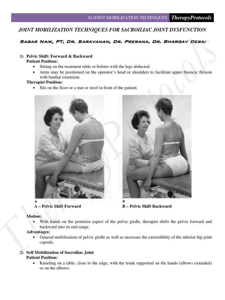 SI Joint Mobilization Techniques | PDF | Pelvis | Anatomical Terms Of ...