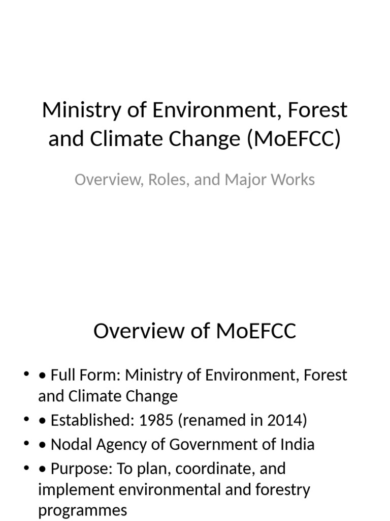 MoEFCC: Overview and Key Initiatives | PDF