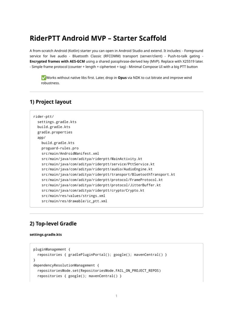Rider Ptt Android Mvp – Starter Scaffold | PDF | Espionage Techniques | Secure Communication