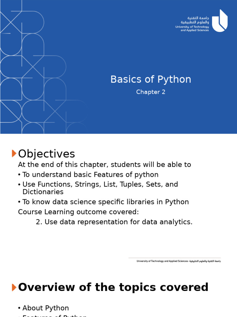 Chapter 2 - Part 1 Basics of Python 2 | PDF | Python (Programming Language) | Computer Science