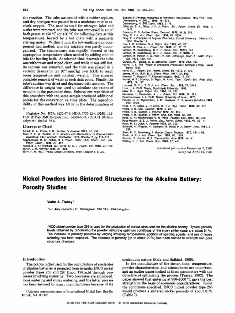 Nickel Powder Sintering for Battery Porosity | PDF | Sintering | Polymers