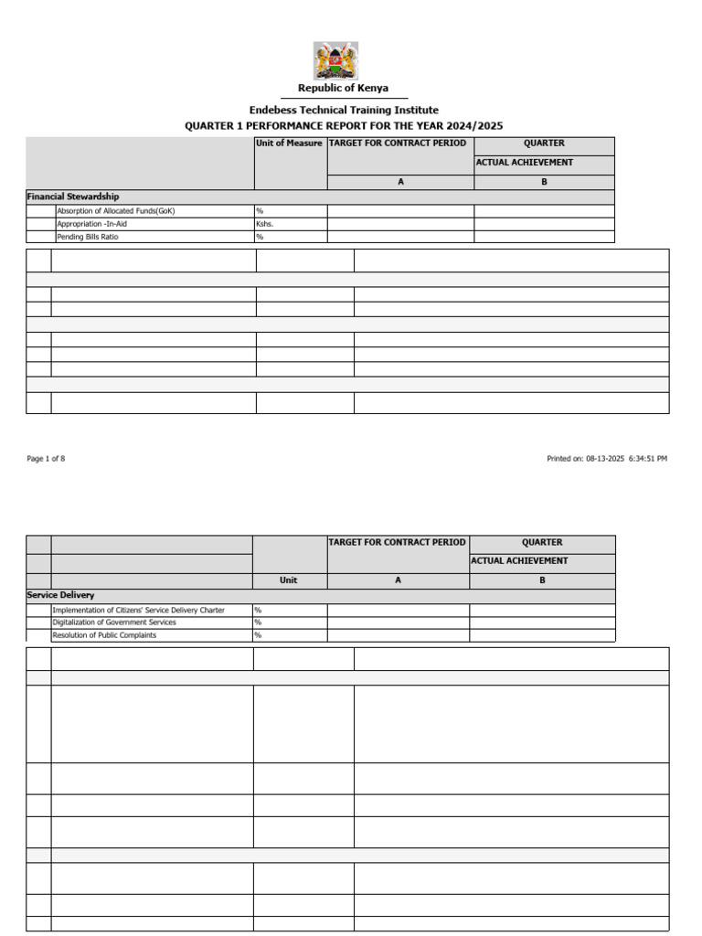 Endebess TTI Q1 Performance Report 2024/2025 | PDF