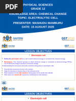 PHYSICAL SCIENCES GRADE 12 Galvanic and Electrolytic Cell Revision ...