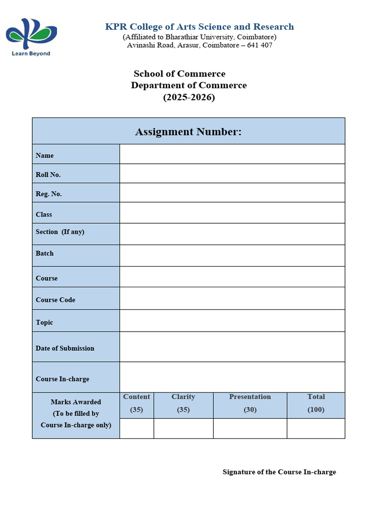 Assignemnt Front Page-1 | PDF