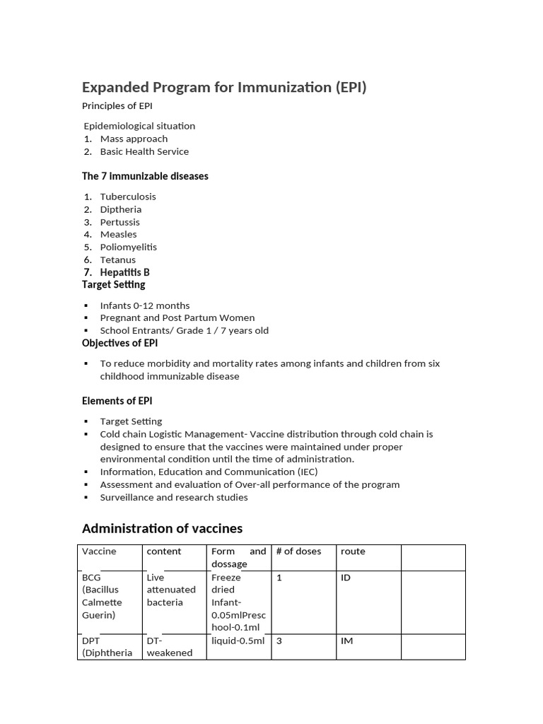 Expanded Program for Immunization Guide | PDF | Vaccines | Health Sciences
