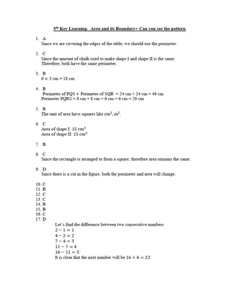 Class 5th Maths Learning Cycle 2 Answer Key With Explaination | PDF