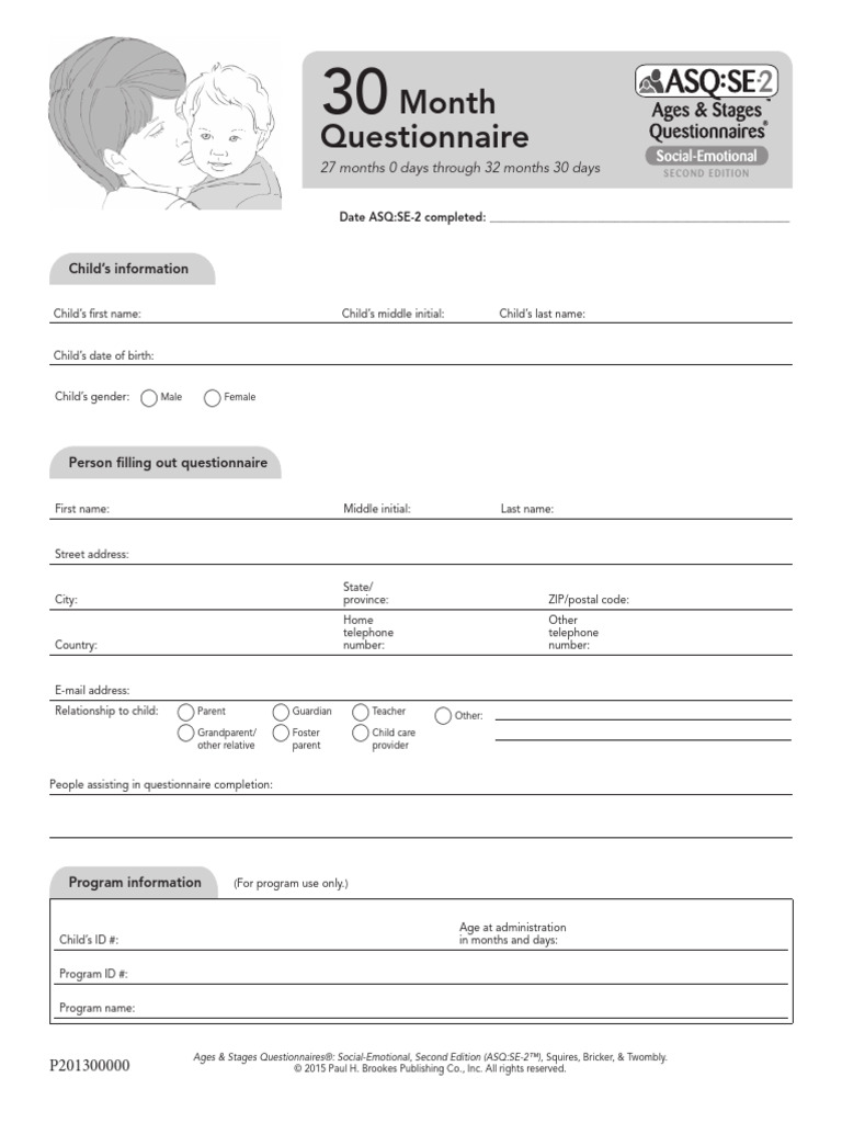 ASQ SE-2 English Questionnaire 30 Months | PDF | Interpersonal ...