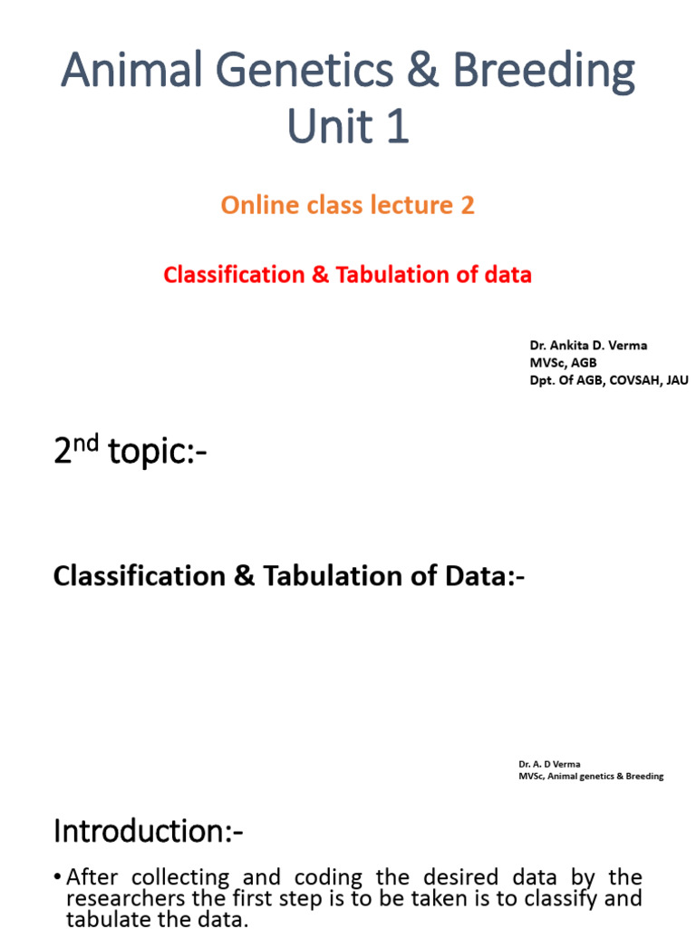 2 Classification and Tabulation of Data | PDF | Quantitative Research ...