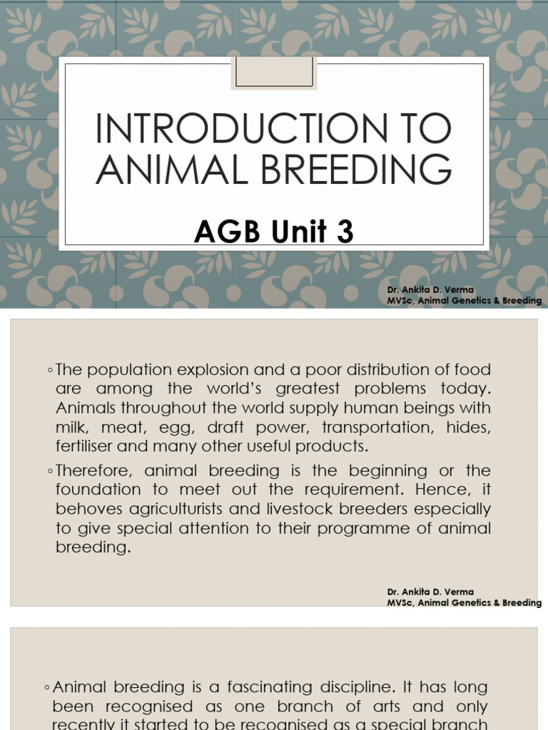 1 Introduction To Animal Breeding Notes by Dr. A. D. Verma | PDF ...