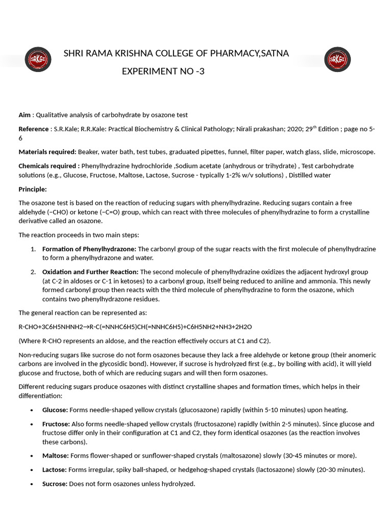 Biochemistry Practical | PDF | Carbohydrates | Chemical Substances