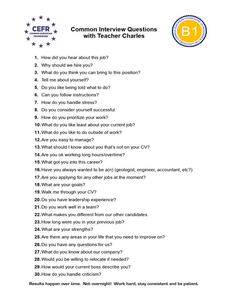 Common Interview Questions | PDF