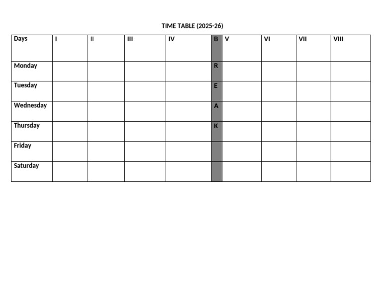 Blank Time Table | PDF