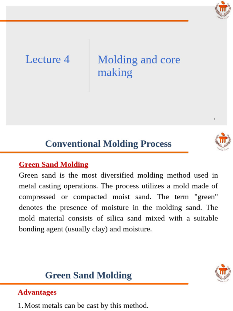 Green Sand Molding Process Overview | PDF | Crafts | Mechanical Engineering