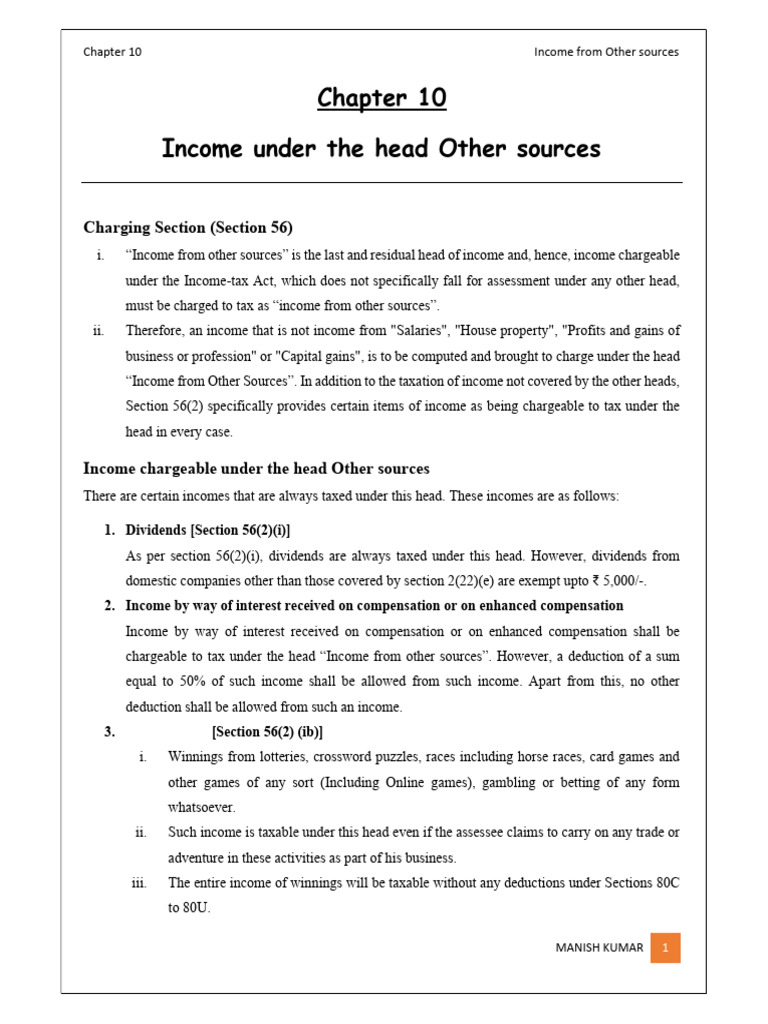 Income from Other Sources Explained | PDF | Expense | Tax Deduction