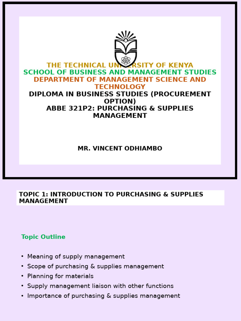 Topic1 - Introduction To Supplies Management | PDF | Supply Chain ...