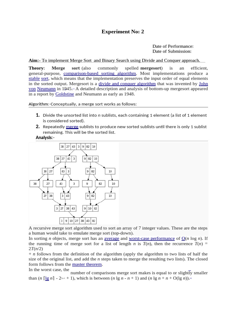 Ex-2 Merge Sort-Binary Search | PDF | Applied Mathematics | Computer Programming