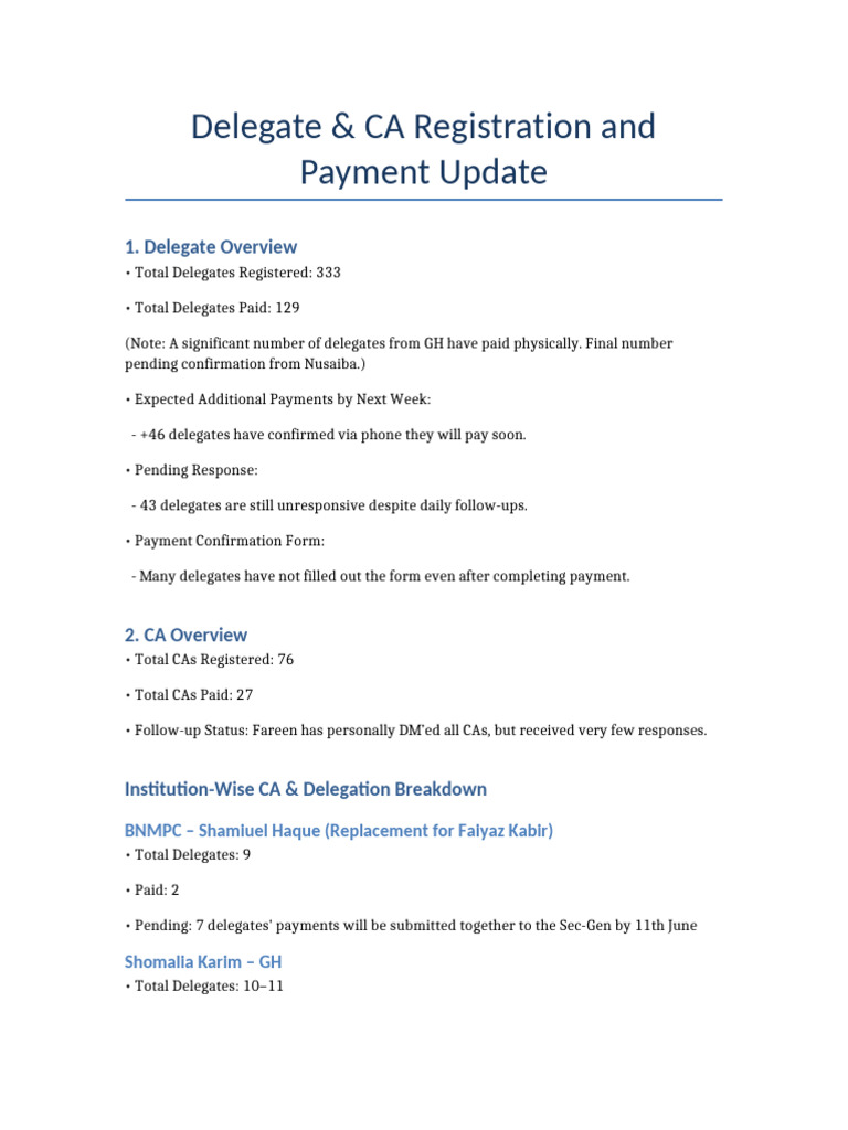 Delegate CA Registration Update Updated | PDF