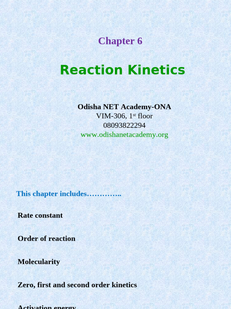 Chapter - 6 Reaction Kinetics | PDF | Reaction Rate | Chemical Kinetics