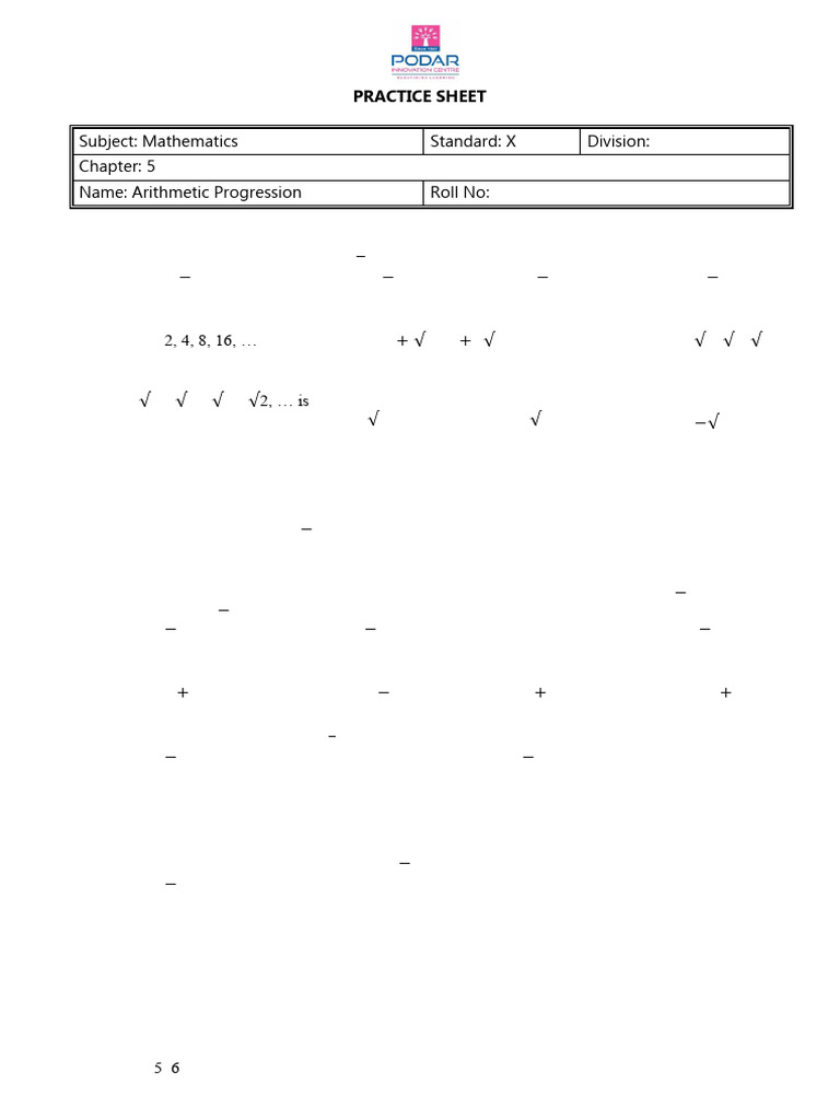 PS CB X Math Arithmetic Progression | PDF | Number Theory | Mathematics