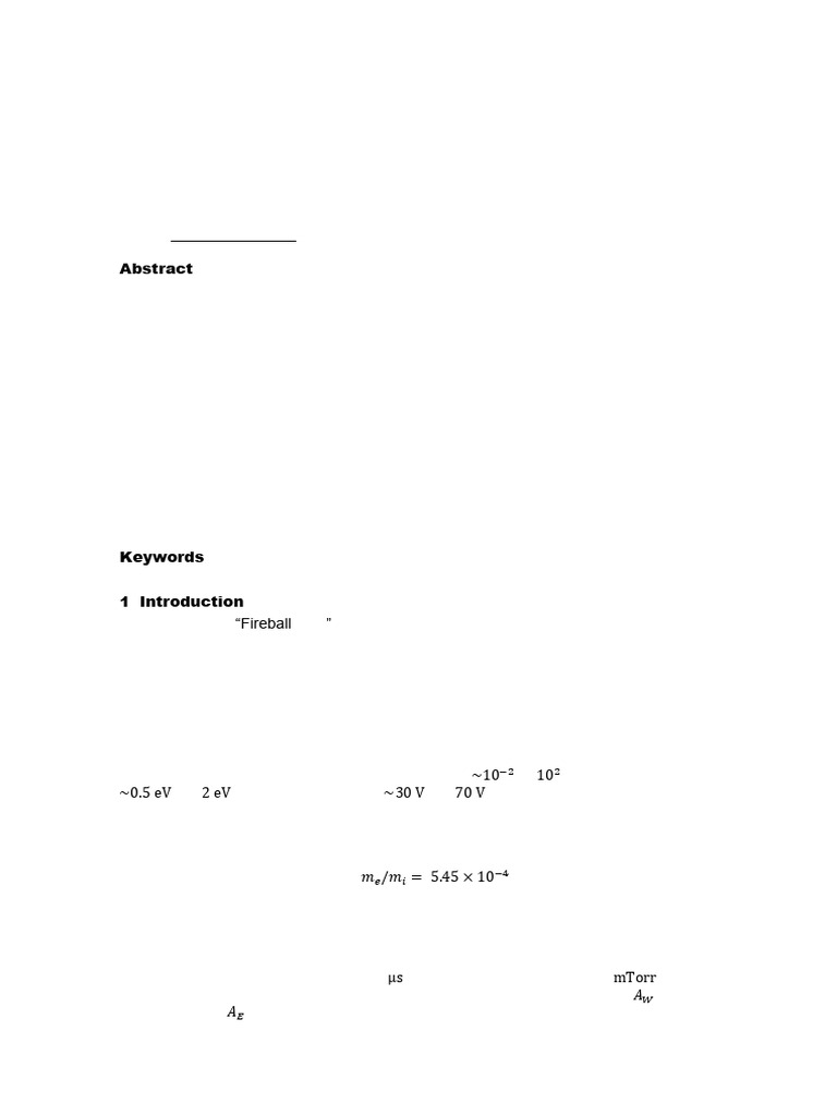 Plasma Fireball Sheath Dynamics A Brief Review and | PDF | Plasma ...