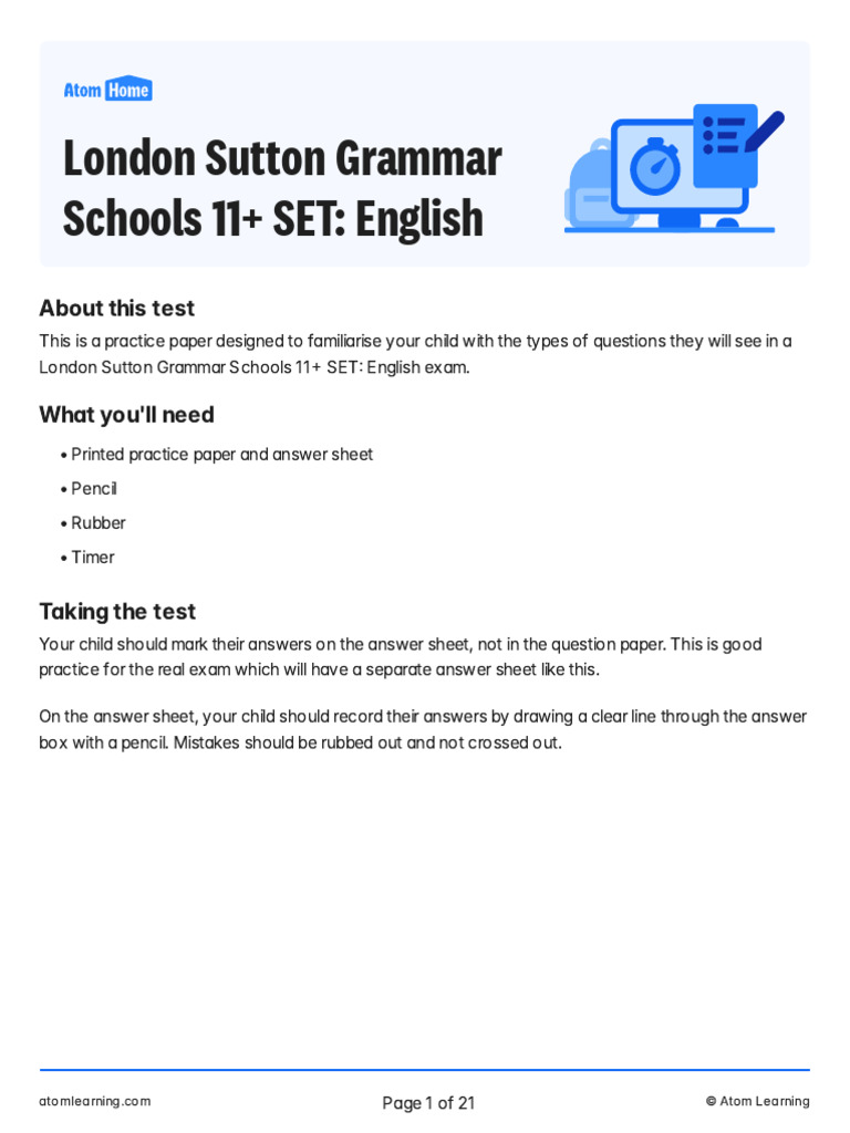 Sutton Grammar 11+ English Practice Test | PDF | Rock Climbing ...