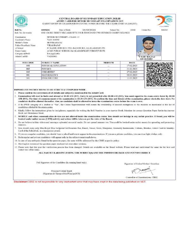 ADMIT CARD Compressed | PDF